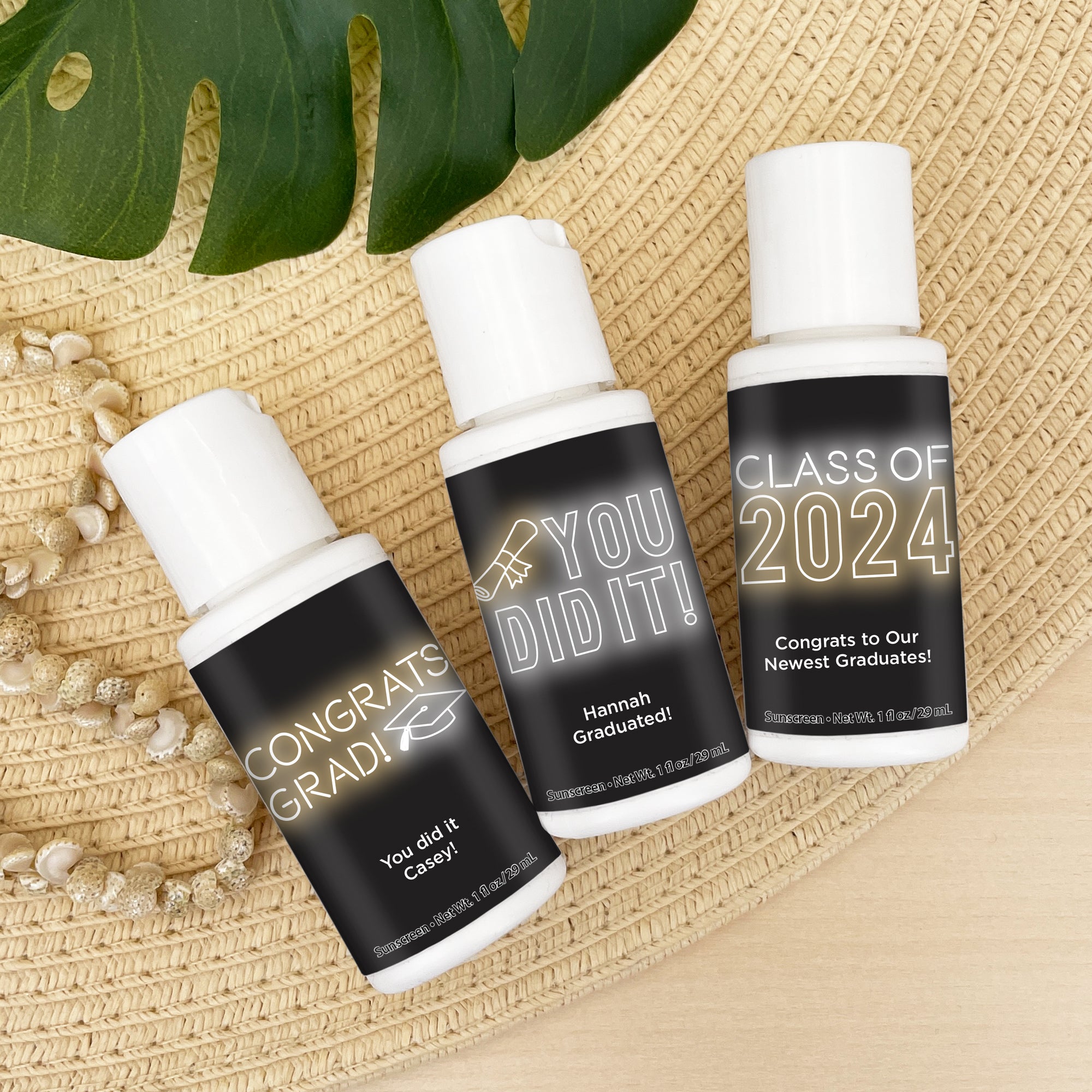 Mini Sunscreen Graduation Favor, Neon Disco Grad – Best Day Ever Spot