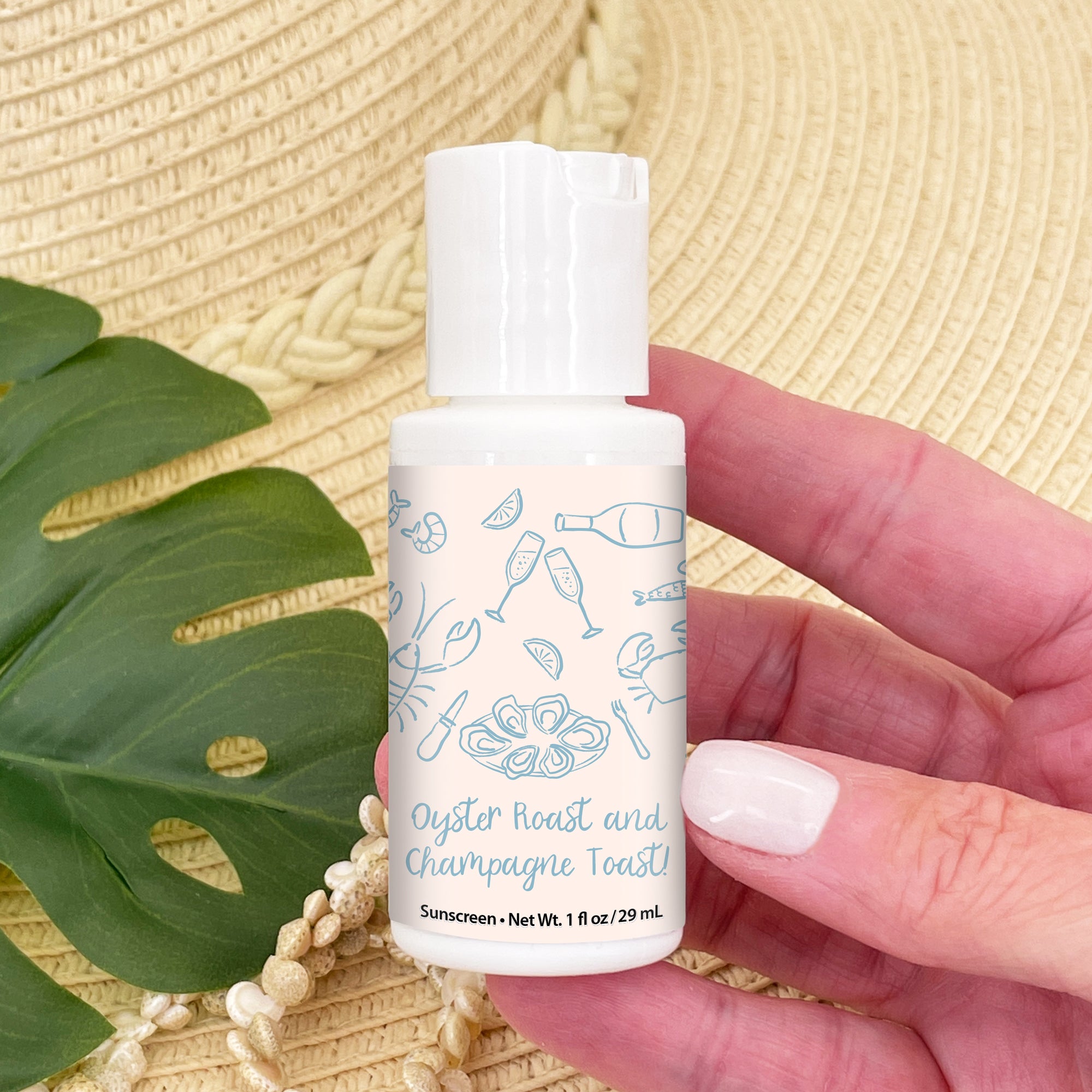 Mini Sunscreen Wedding Favor, Coastal Party Favor, Oyster Roast, Hand ...